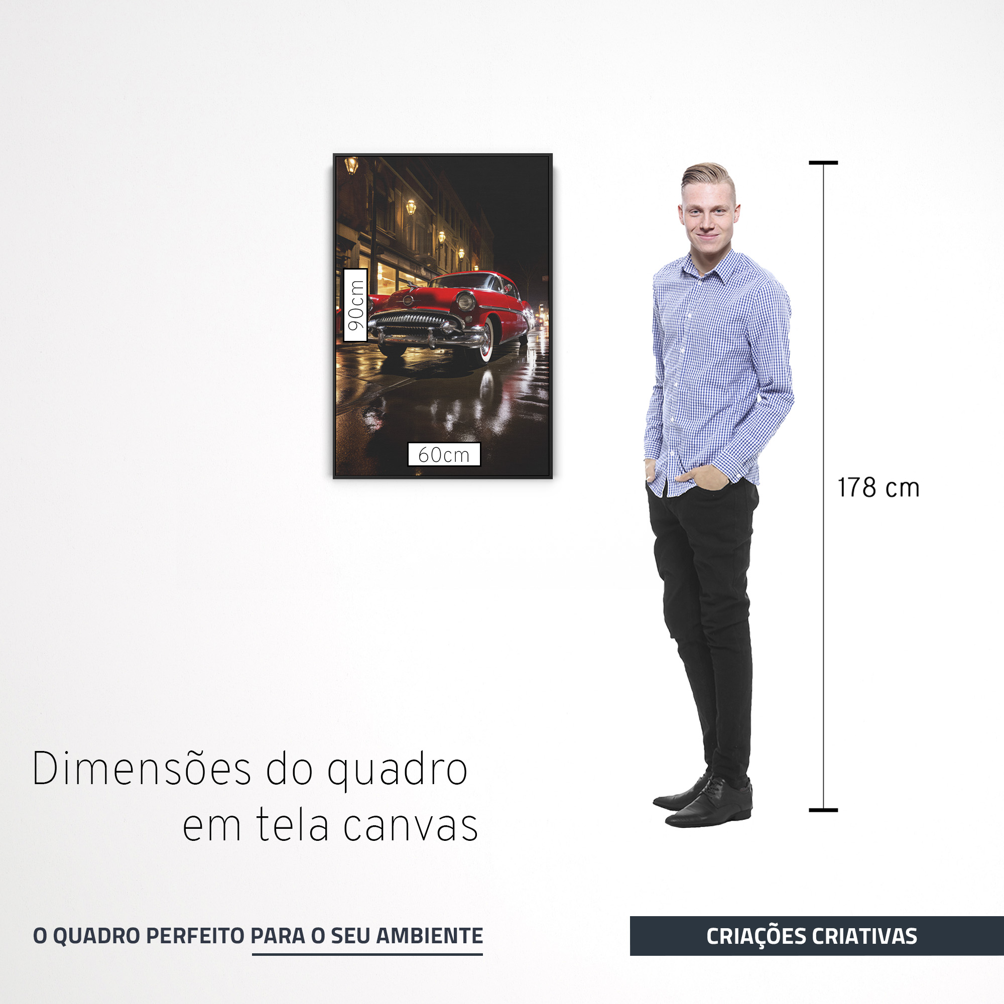 Quadro em canvas Carro vermelho dos anos 50 | Criações Criativas